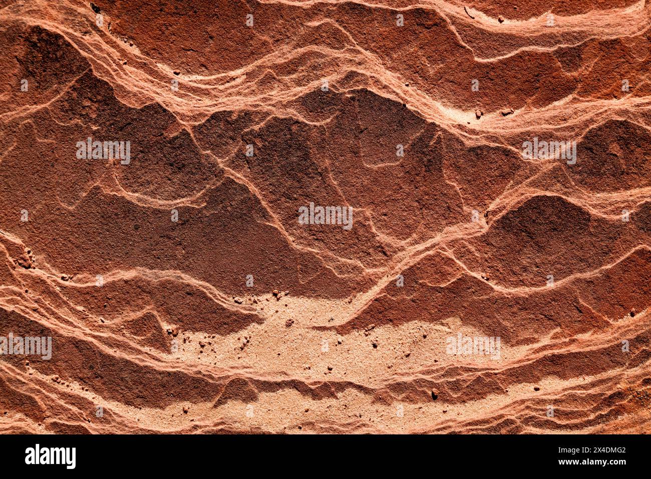 A section of ancient sandstone sediment showing eroded layers in a unique pattern as a ...