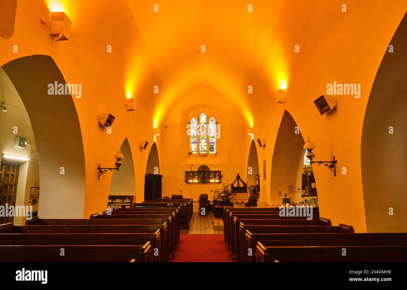 Interior of St James the Great, Manorbier, Pembrokeshire, Wales Stock ...