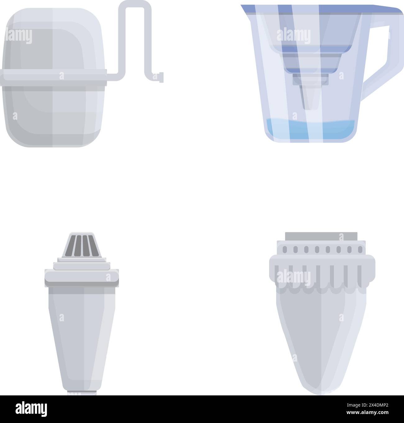 Aqua filter icons set cartoon vector. Water purification and filtration ...