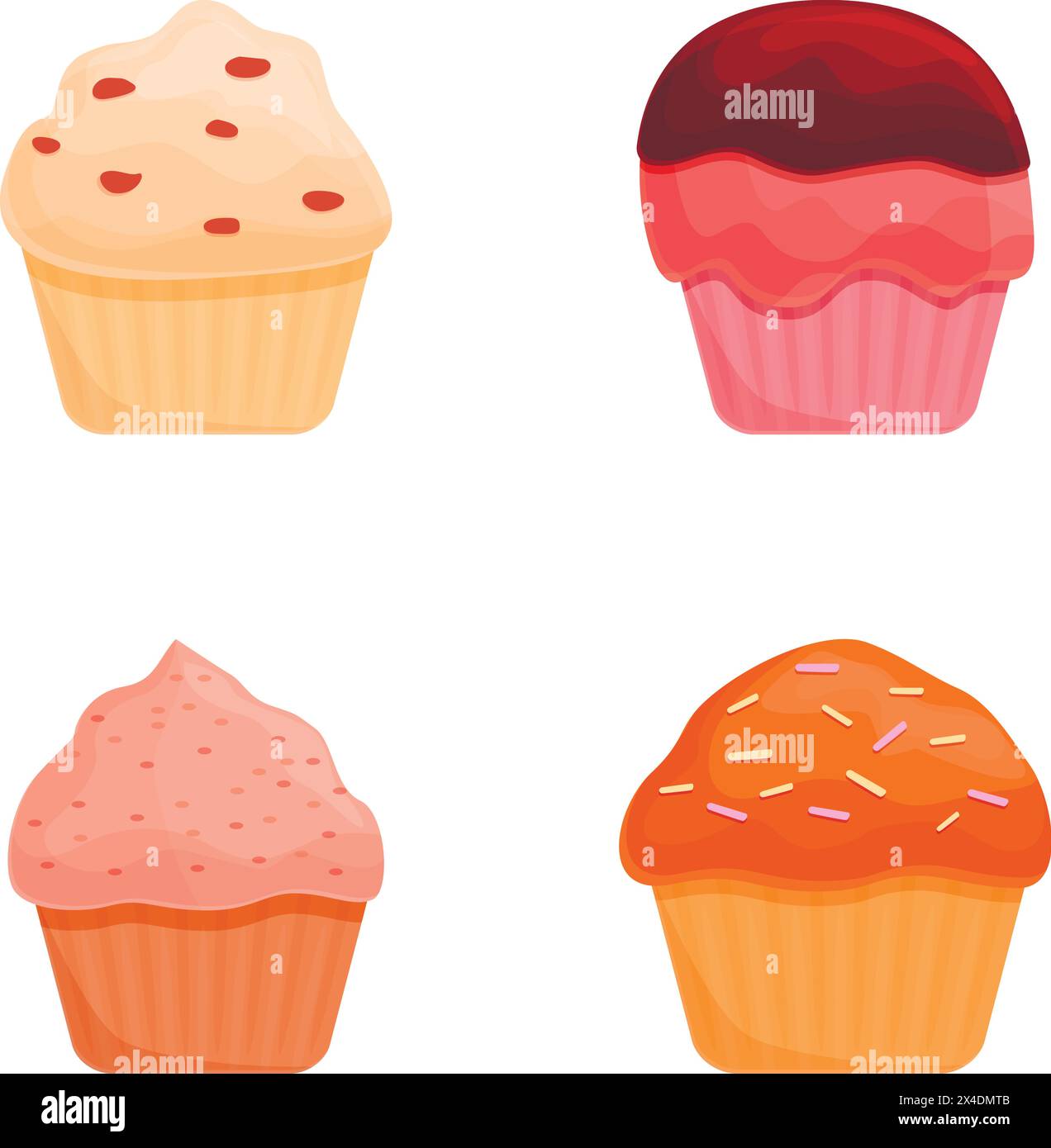 Muffin icons set cartoon vector. Cupcake and muffin various flavor and ...