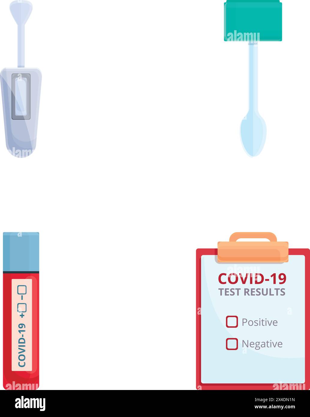 Pcr test icons set cartoon vector. Equipment for testing for ...