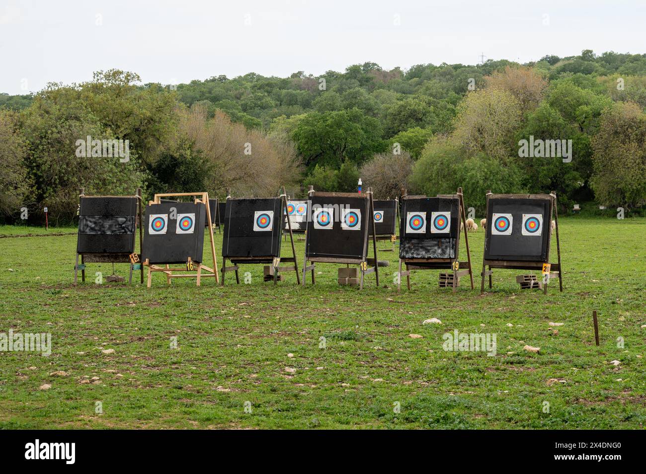 archery targets in the field in Bethlehem of Galilee in Israel. High ...