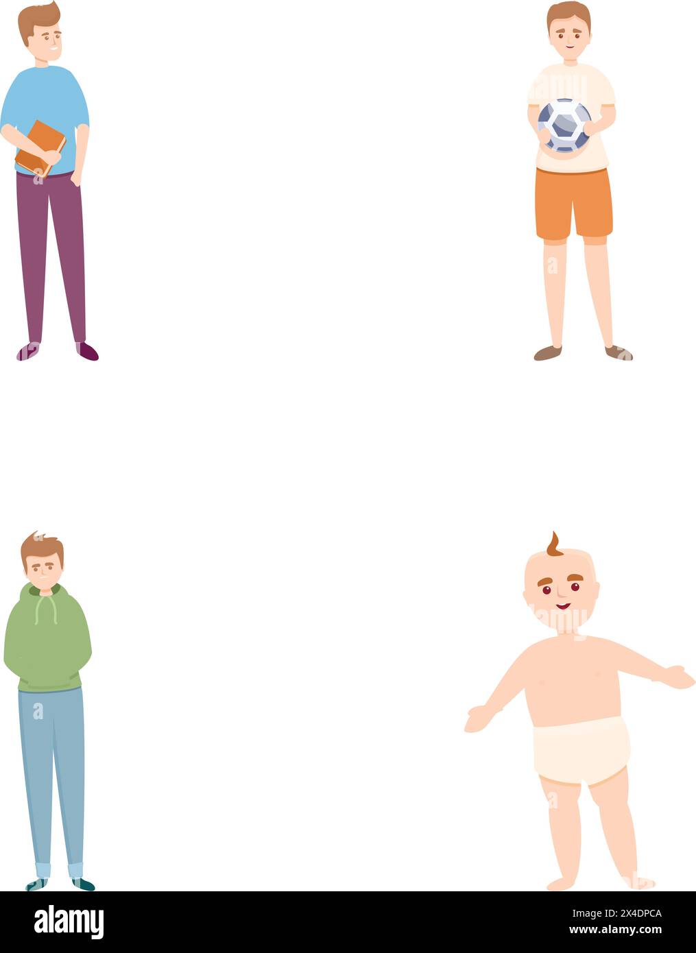 Age period icons set cartoon vector. Boy at different period of life ...