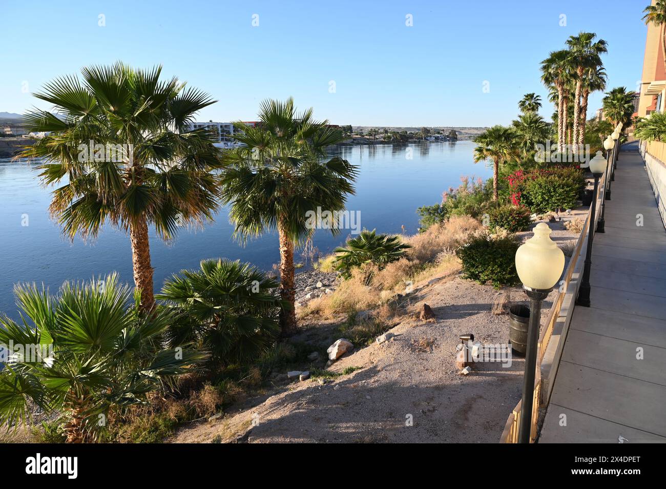 Colorado River from the Golden Nugget Hotel at Laughlin, Nevada Stock ...