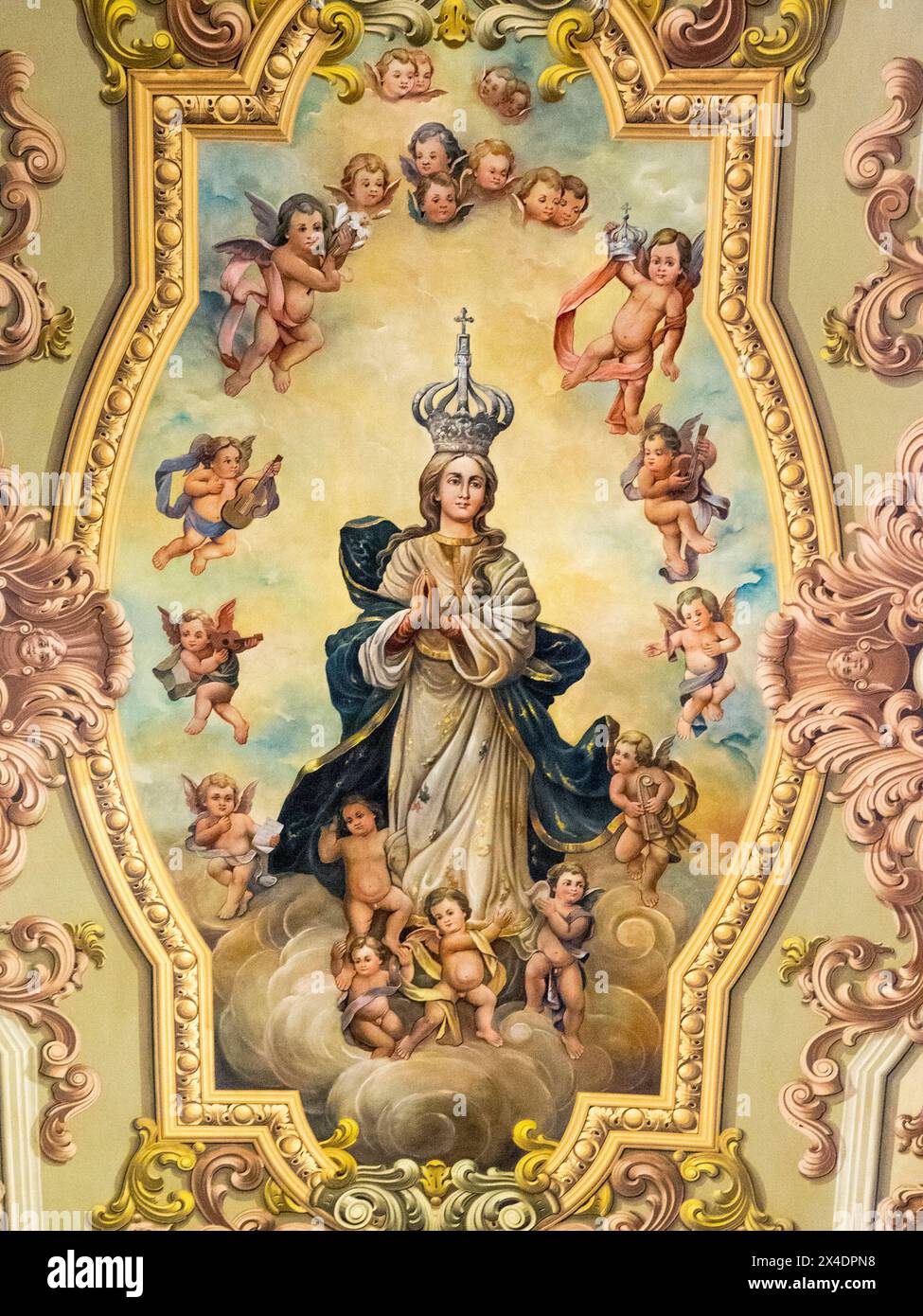 Portrait of the Virgin Mary surrounded by angels in the Se de Braga ...