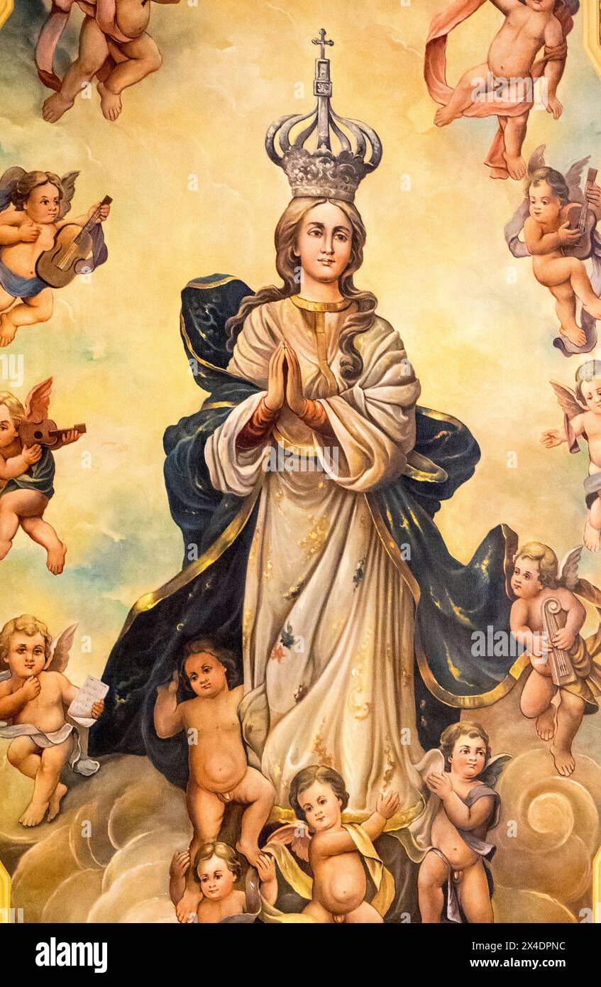 Portrait of the Virgin Mary surrounded by angels in the Se de Braga ...