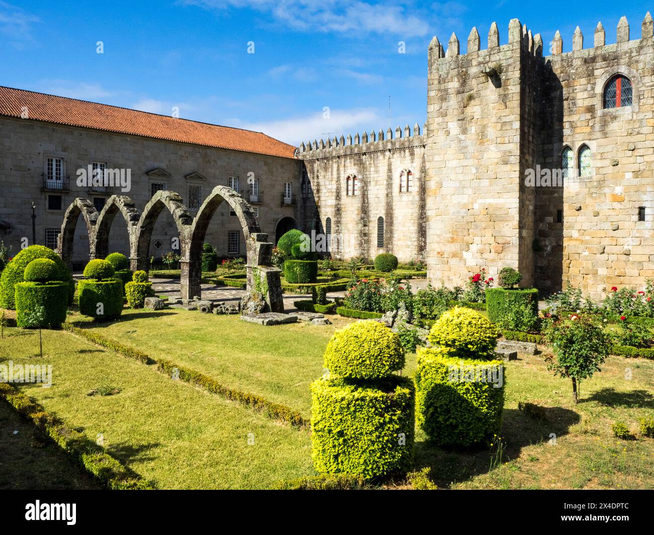 Santa Barbara garden with the medieval Episcopal Palace (old palace of ...