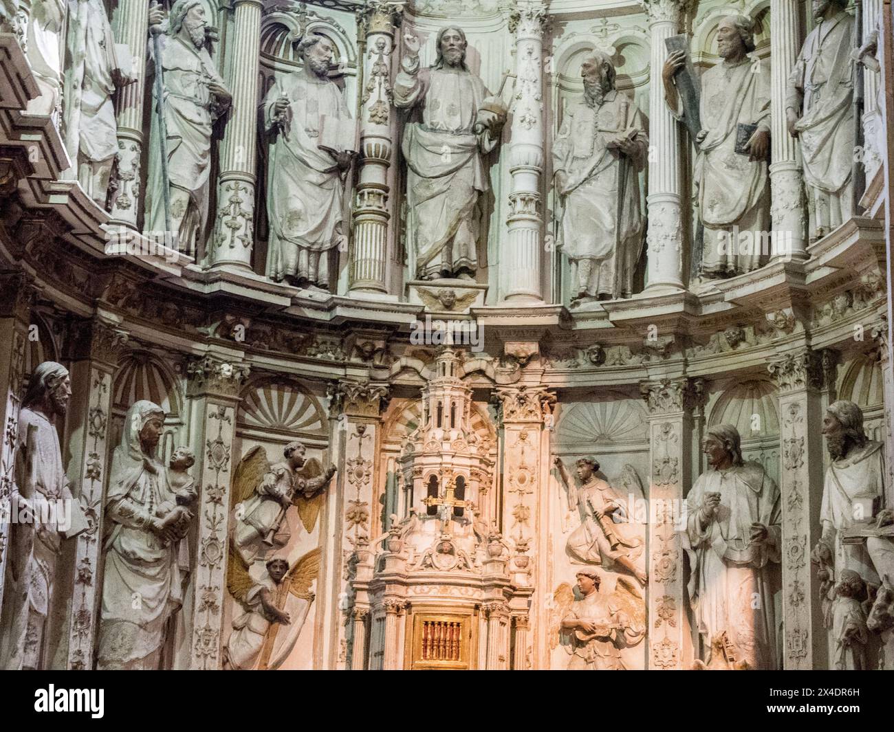 Carvings above the alter in the old Coimbra Cathedral, a Romanesque ...