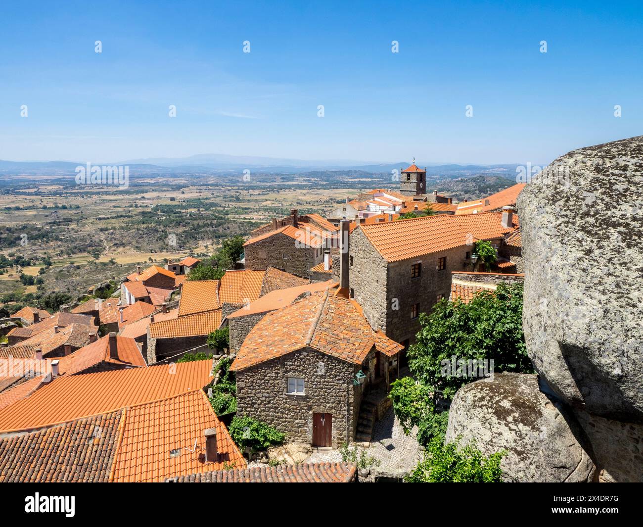 View over the roof tops of the ancient Portuguese village built on the ...