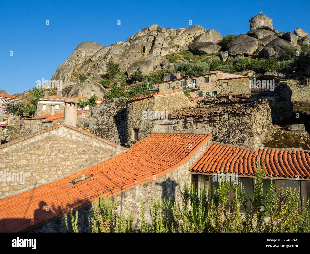 View over the roof tops of historic village Monsanto Stock Photo - Alamy