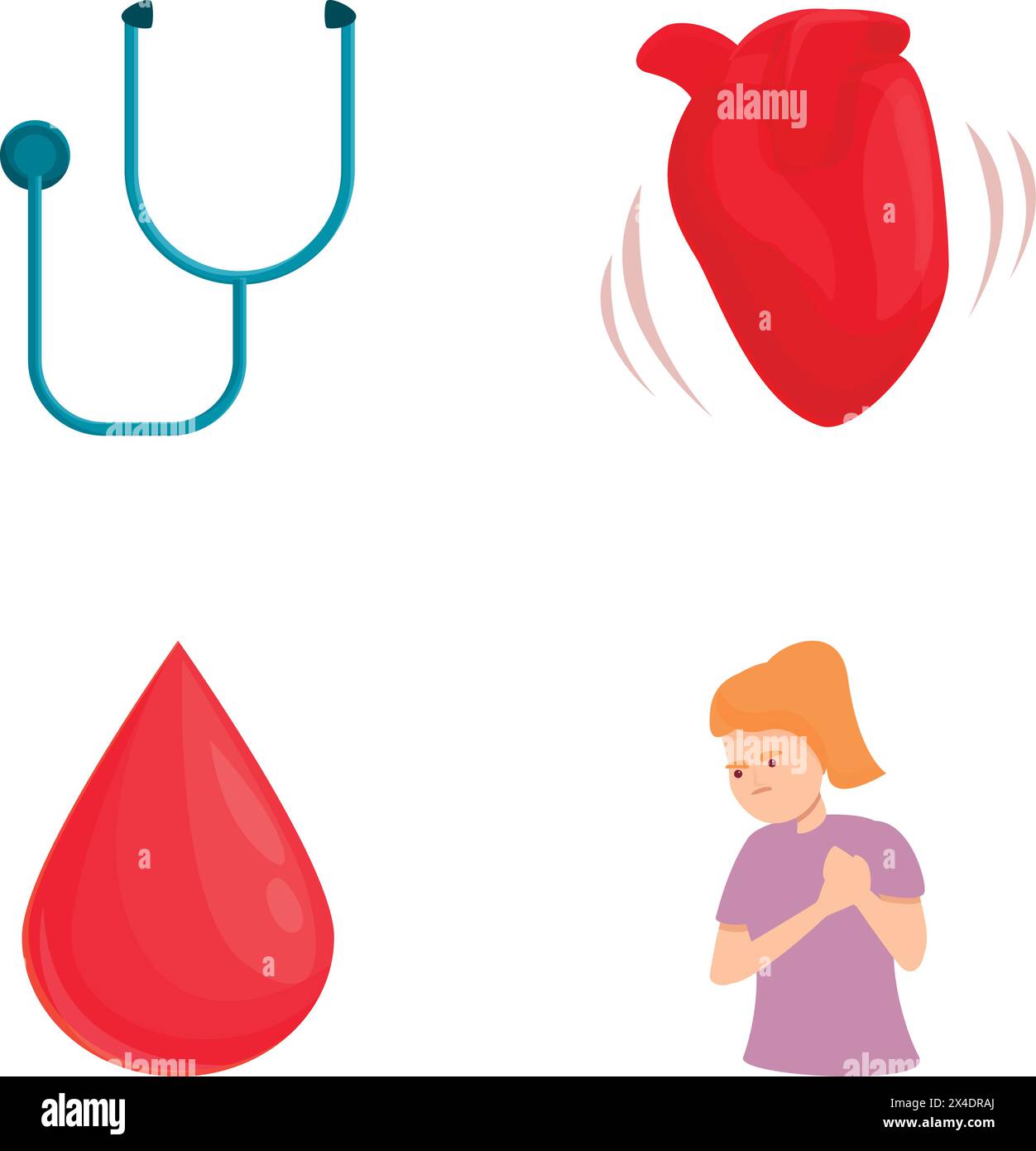 Cardiology disease icons set cartoon vector. Patient with heart disease ...