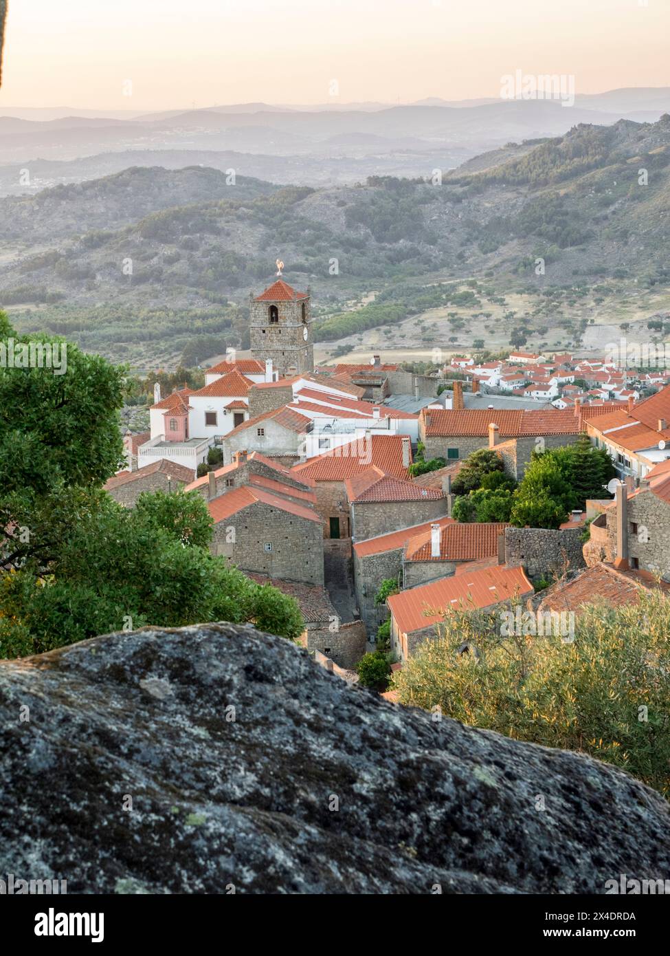 View over the roof tops of historic village Monsanto Stock Photo - Alamy