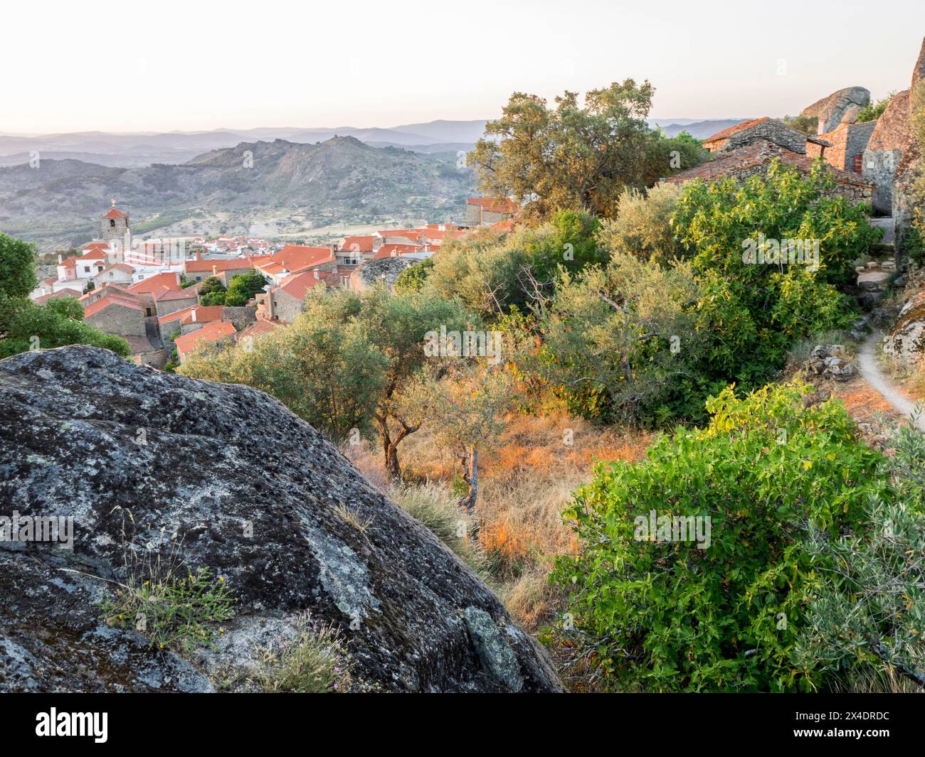 Walking path to the medieval ruins of the Capela de Sao Miguel castle ...