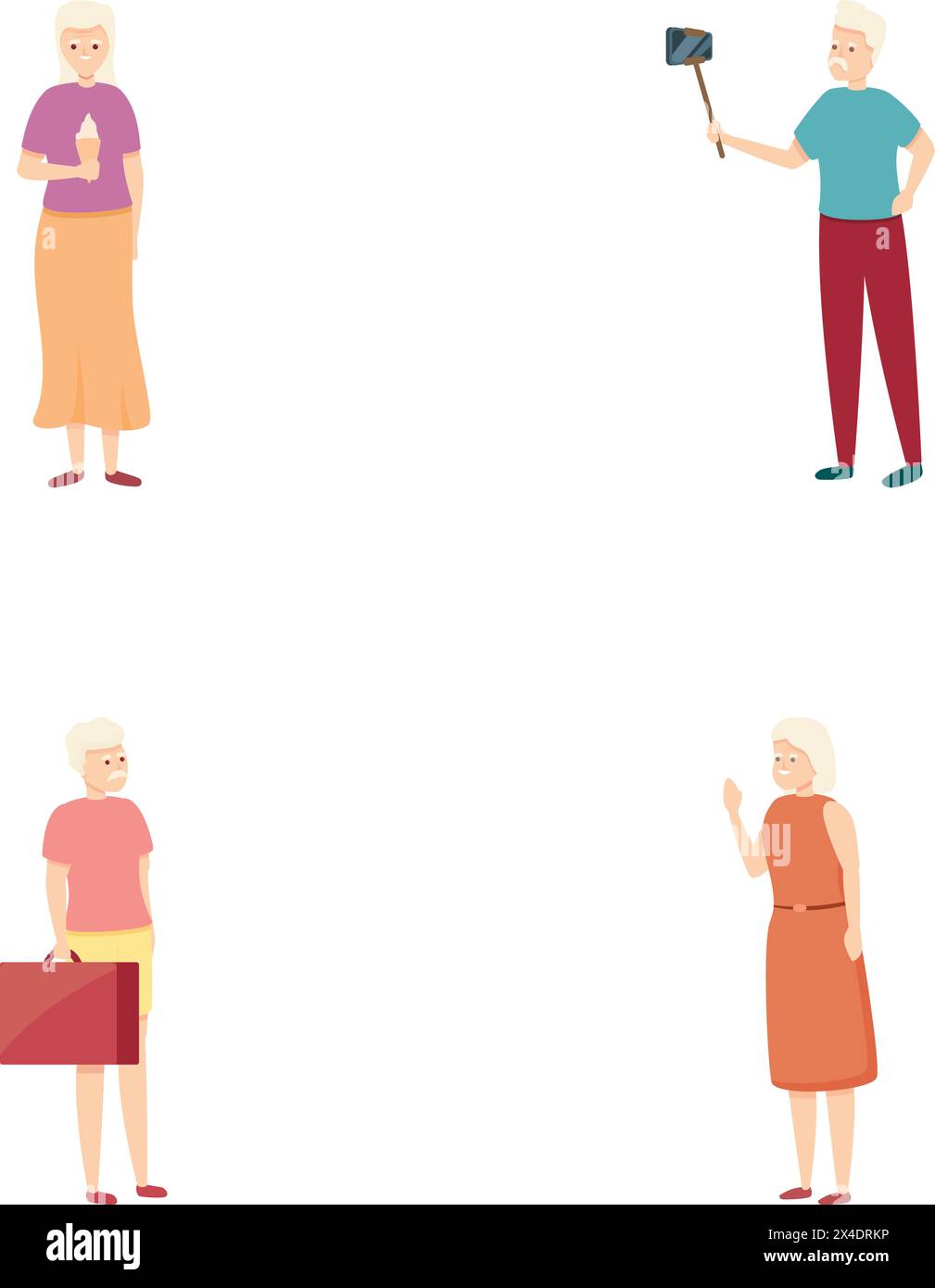 Seniors activity icons set cartoon vector. Old people active healthy ...