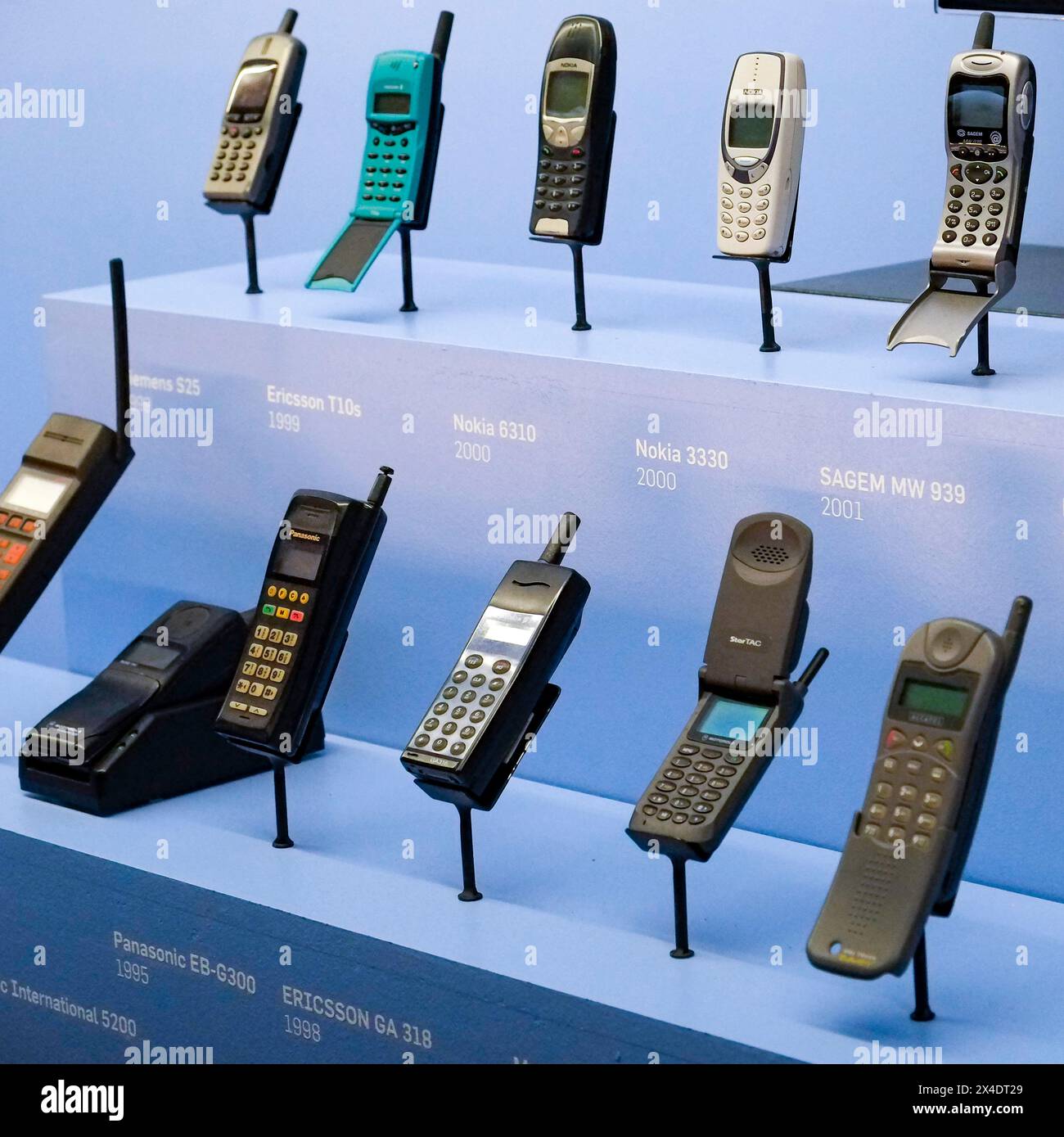 Lisbon, Portugal. Display of early cell phones 1990's. (Editorial Use ...