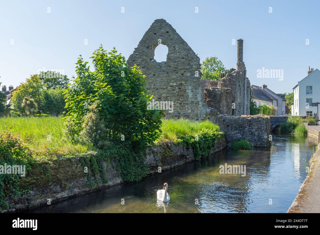 Christchurch, UK - February 19th 2023: The Mill Stream passing the ...