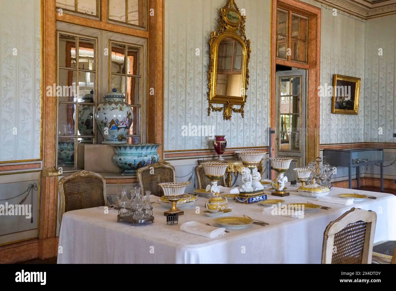 Lisbon, Portugal. Royal Palace table setting with royal dinnerware ...