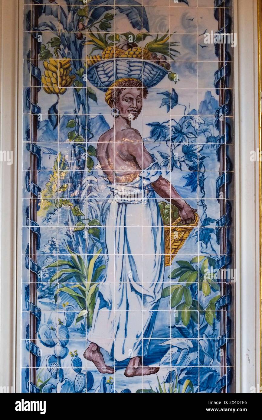 Lisbon, Portugal. Royal Palace, Portuguese tilework depicting the ...