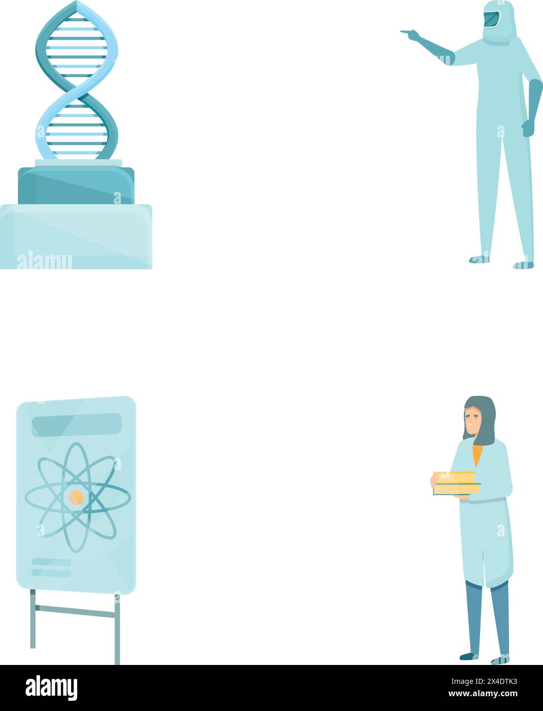 Genetic testing icons set cartoon vector. Scientist researching dna ...