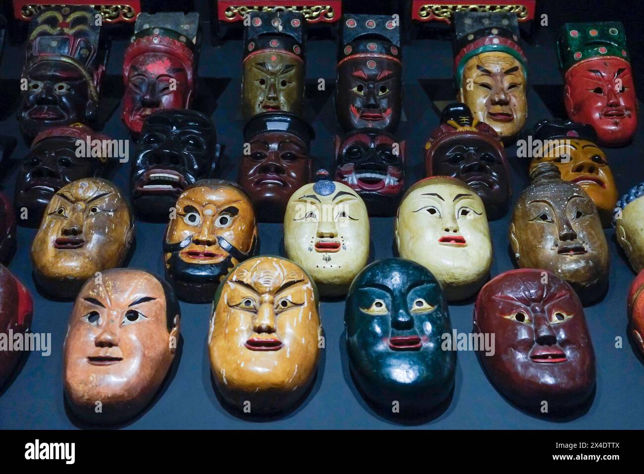 Lisbon, Portugal. Display of Asian masks. (Editorial Use Only Stock ...