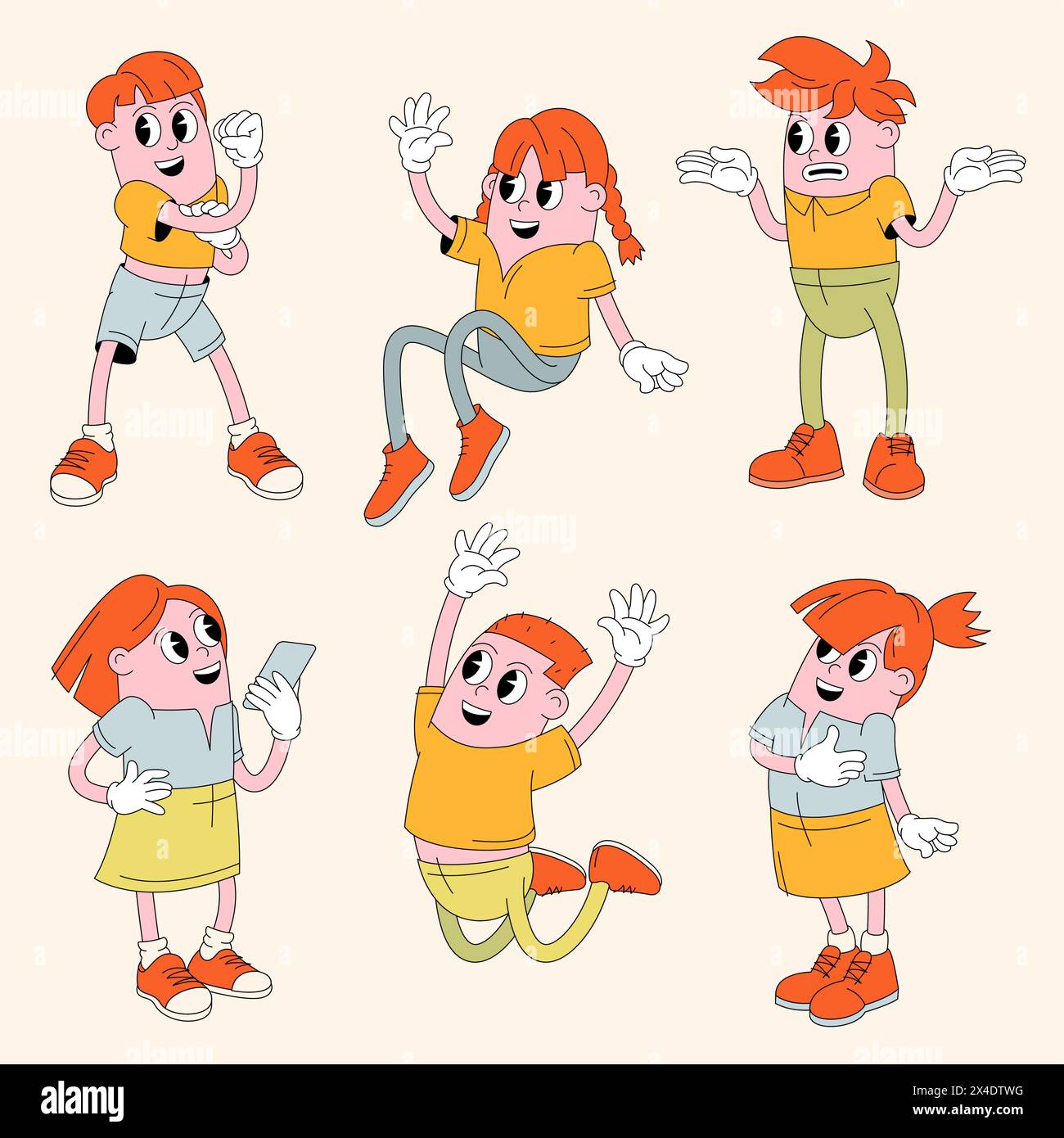 Set of 70s groovy comic characters Stock Vector Image & Art - Alamy