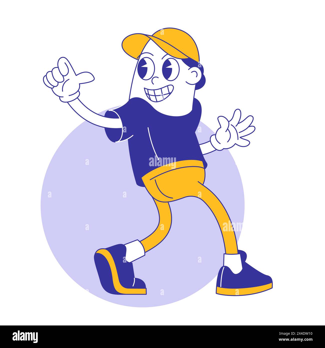 70s groovy comic cartoon character looking back Stock Vector Image ...