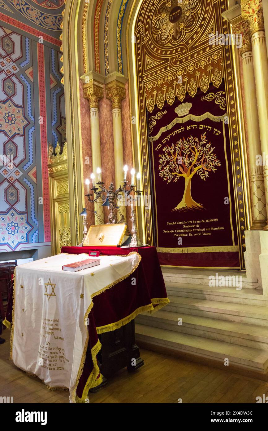 Romania, Bucharest, Choral Temple. Synagogue. Interior of Jewish temple ...