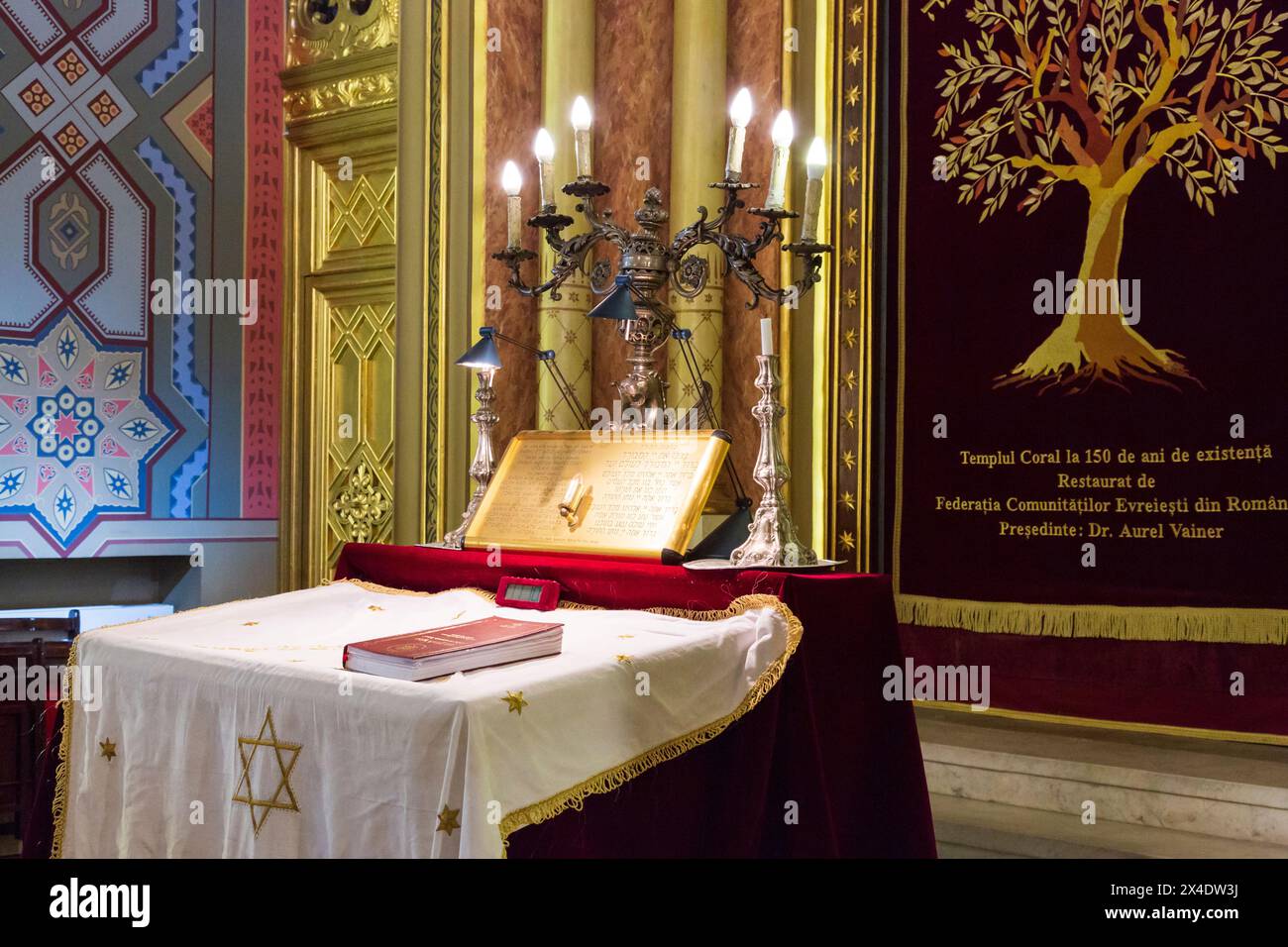 Romania, Bucharest, Choral Temple. Synagogue. Interior of Jewish temple ...