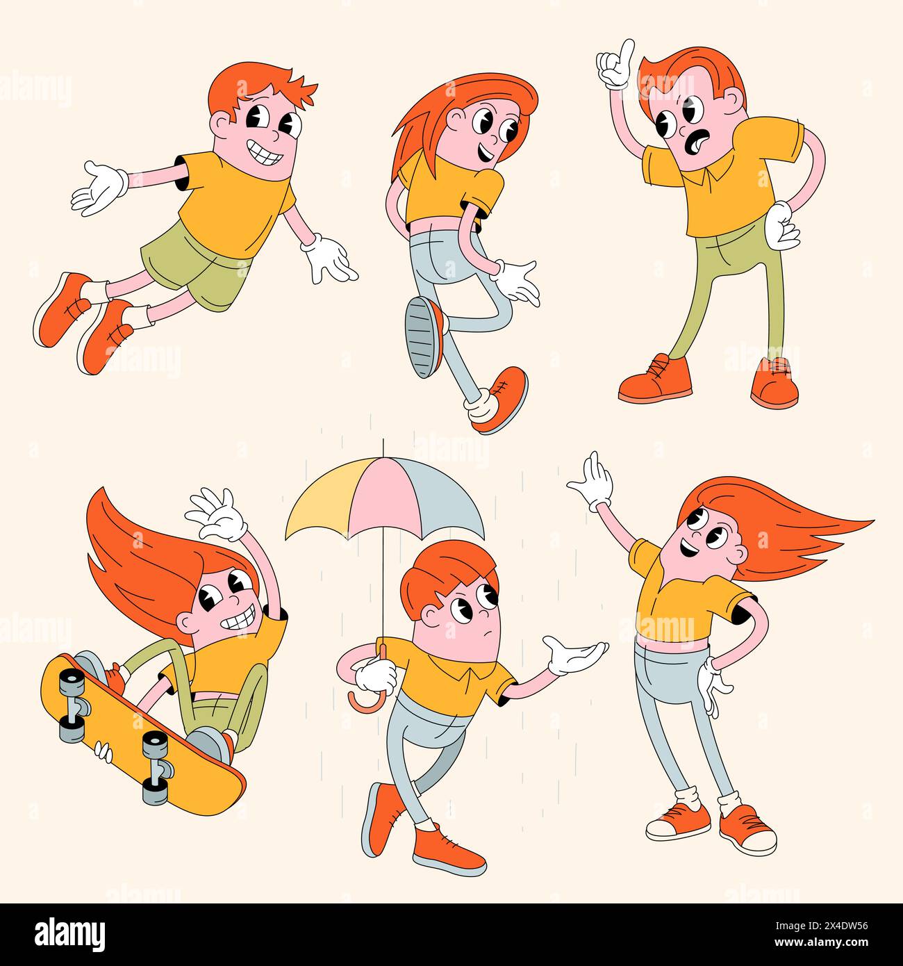 Set of 70s groovy comic characters Stock Vector Image & Art - Alamy