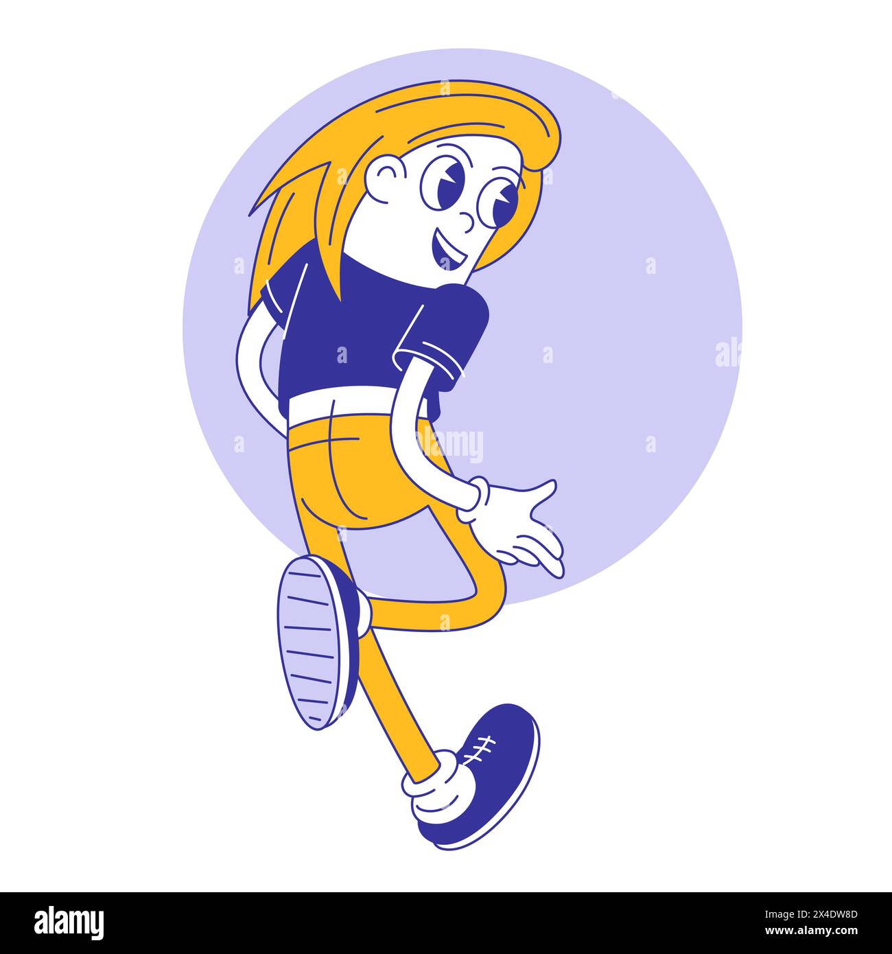 70s groovy comic cartoon character looking back Stock Vector Image ...