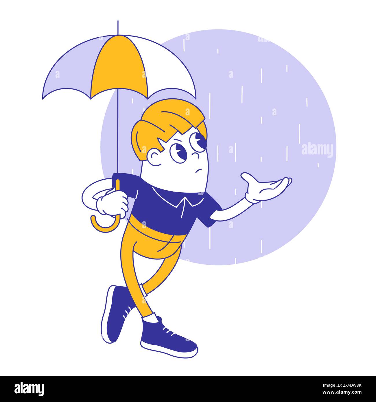 70s groovy comic man character with umbrella Stock Vector Image & Art ...