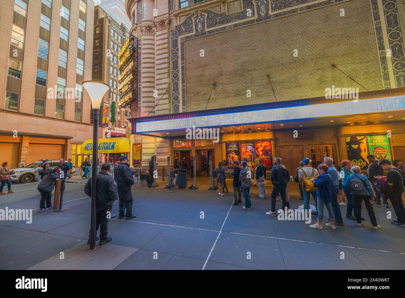 View of people lining up to see the new musical "Hell's Kitchen" at a ...