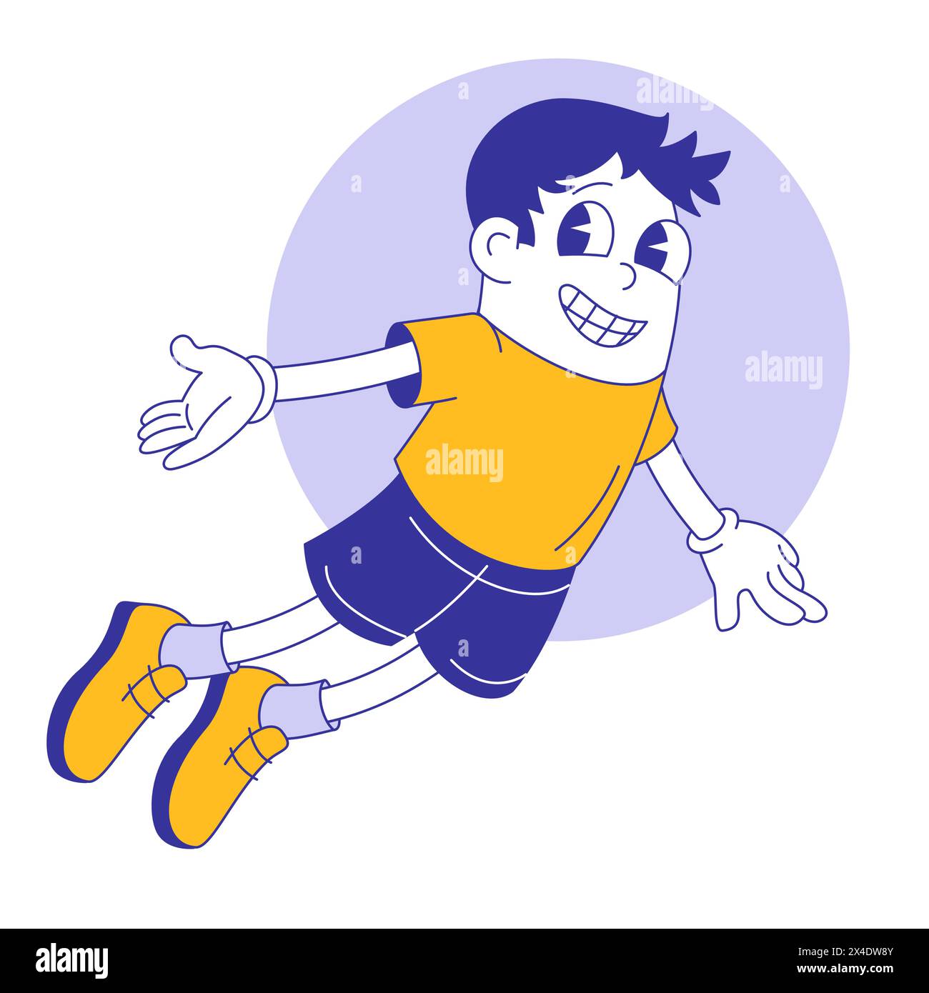 70s groovy comic happy man flying character Stock Vector Image & Art ...