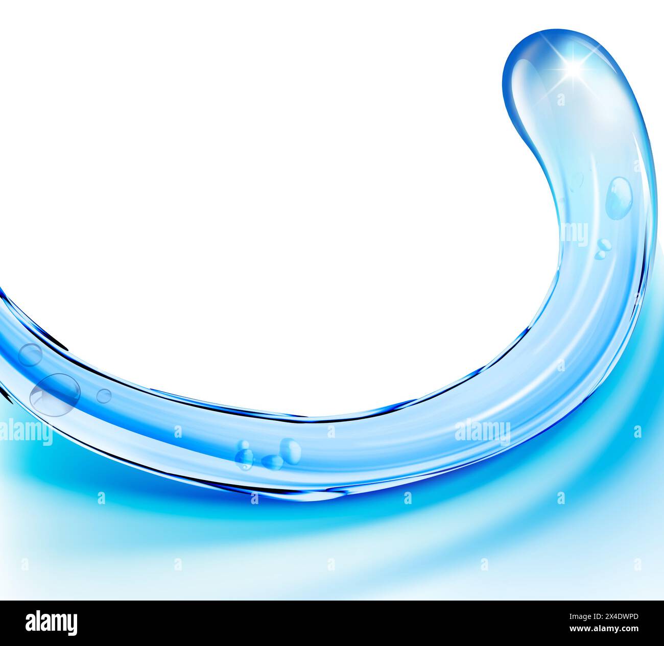 Gel splash with water effect in a curve and a drop at the end with ...