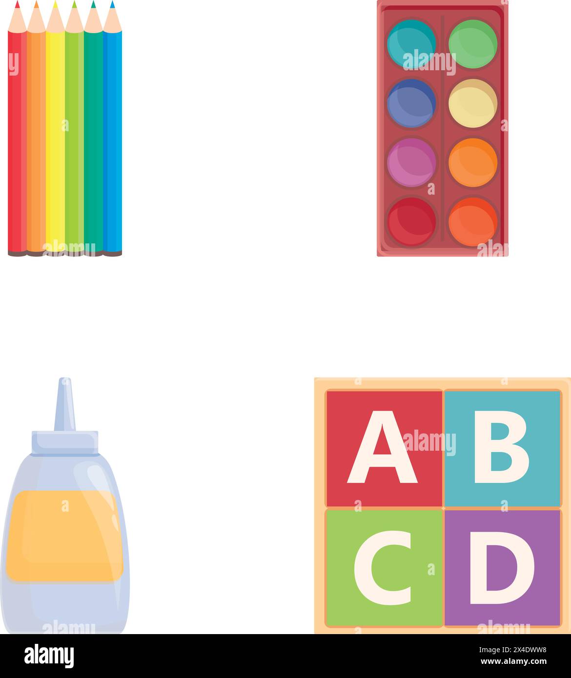 Preschool education icons set cartoon vector. Early learning ...