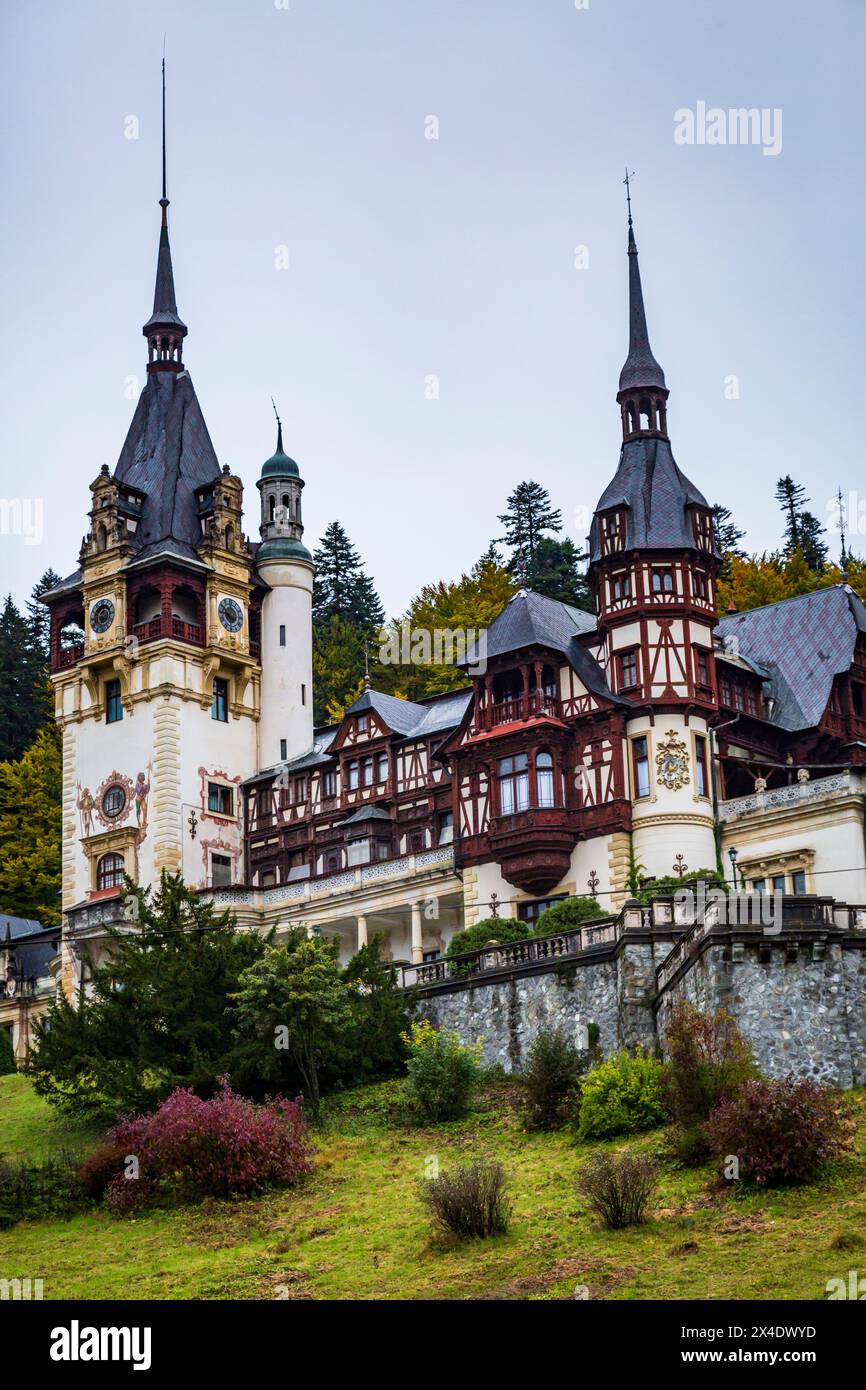 Romania, Carpathian Mountains, Prahova County, Sinaia. Peles Castle ...