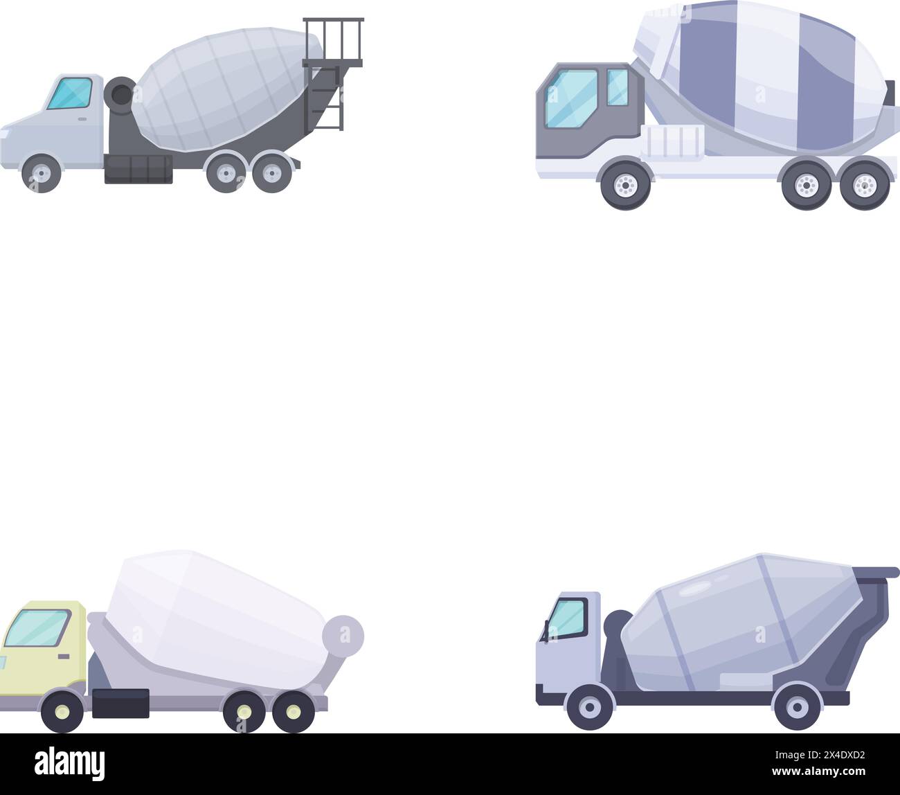 Mixer truck icons set cartoon vector. Concrete mixer truck ... Mixer truck icons set cartoon vector. Concrete mixer truck ...