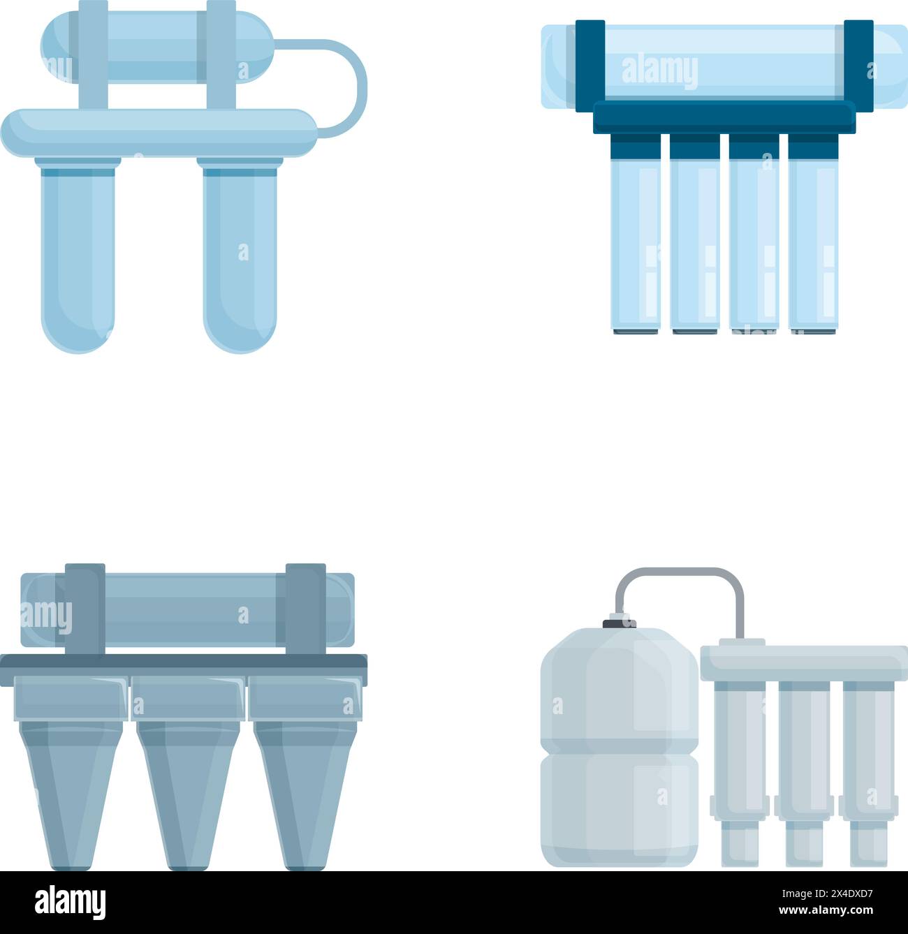 Aqua filter icons set cartoon vector. Water purification and filtration ...