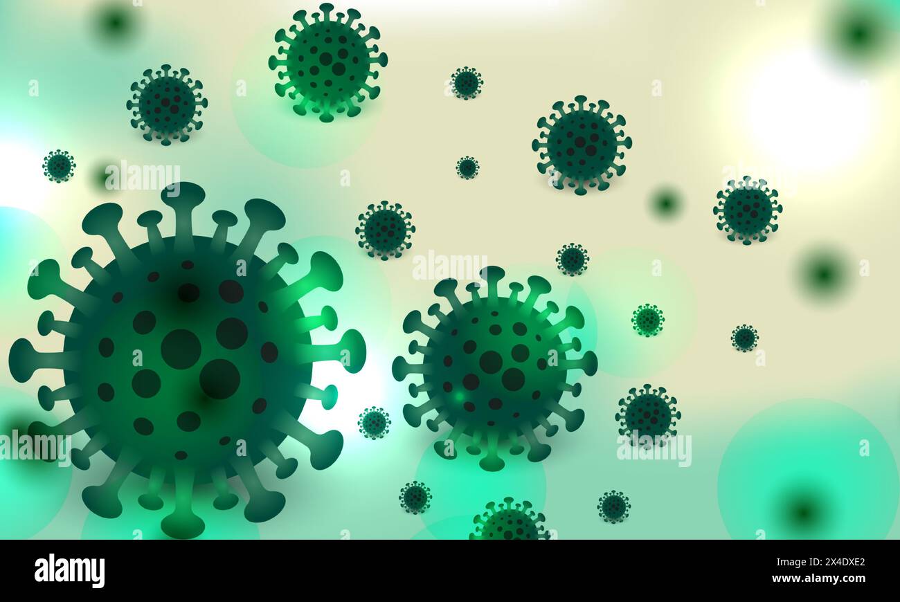 Virus background, vector bacterial cells. Microbiology concept banner ...