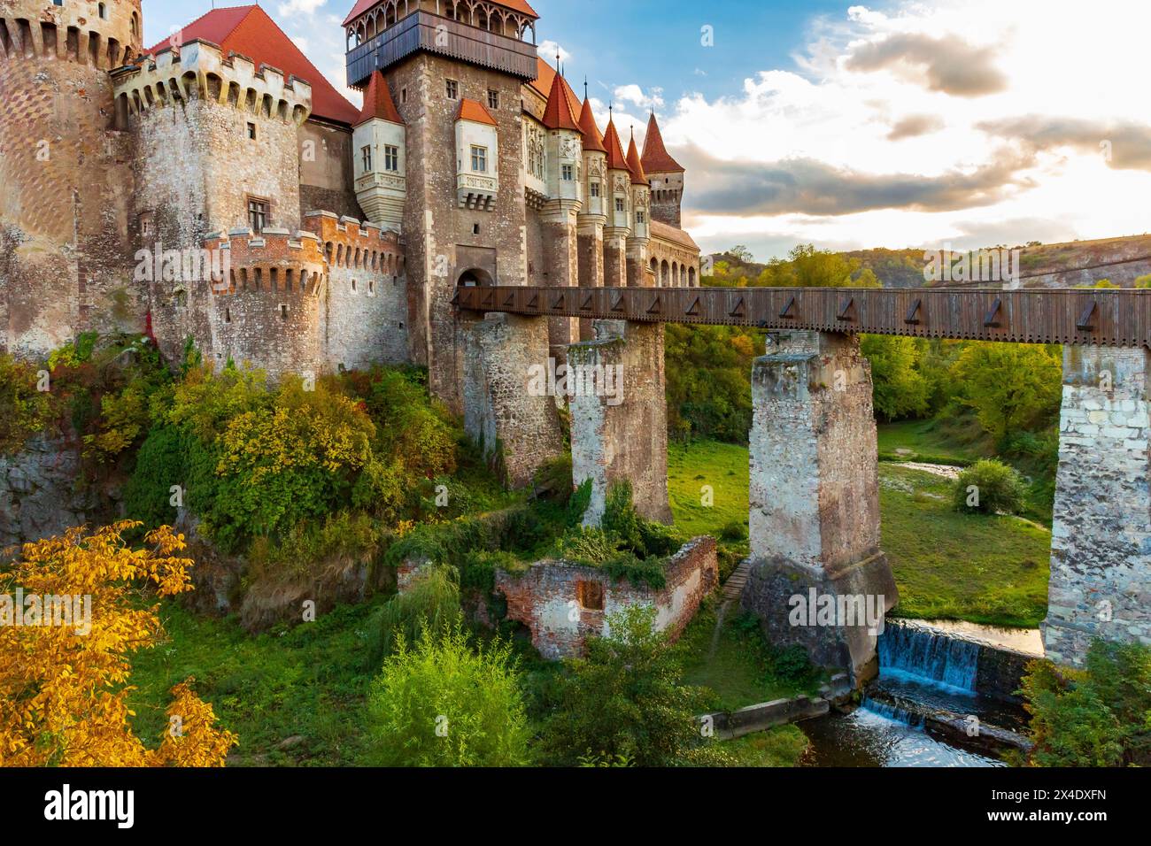 Romania, Hunedoara. Corvin Castle, Gothic-Renaissance castle, one of ...