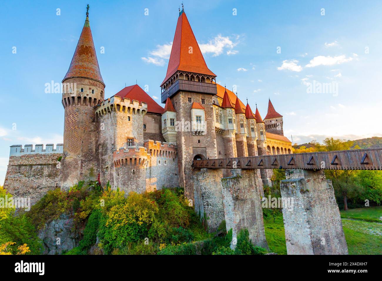 Romania, Hunedoara. Corvin Castle, Gothic-Renaissance castle, one of ...