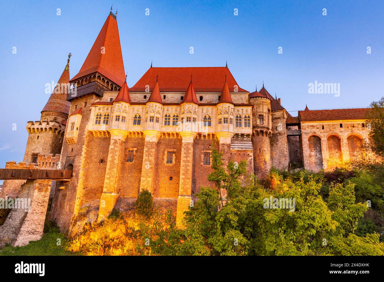 Romania, Hunedoara. Corvin Castle, Gothic-Renaissance castle, one of ...