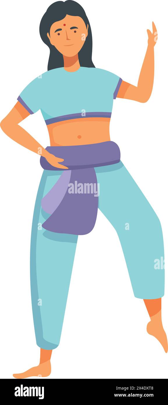 Indian girl dancer icon cartoon vector. Culture lady. Costume pose show ...