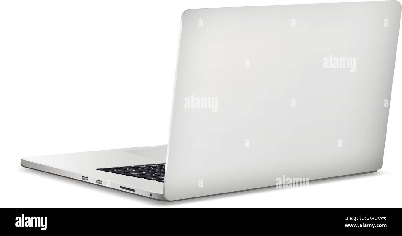 Laptop backside isolated on white background. Vector illustration Stock ...