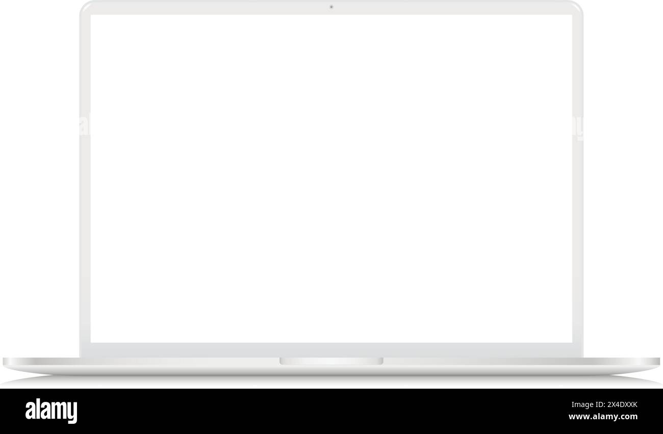 Laptop white mock up with blank screen. Vector illustration Stock ...