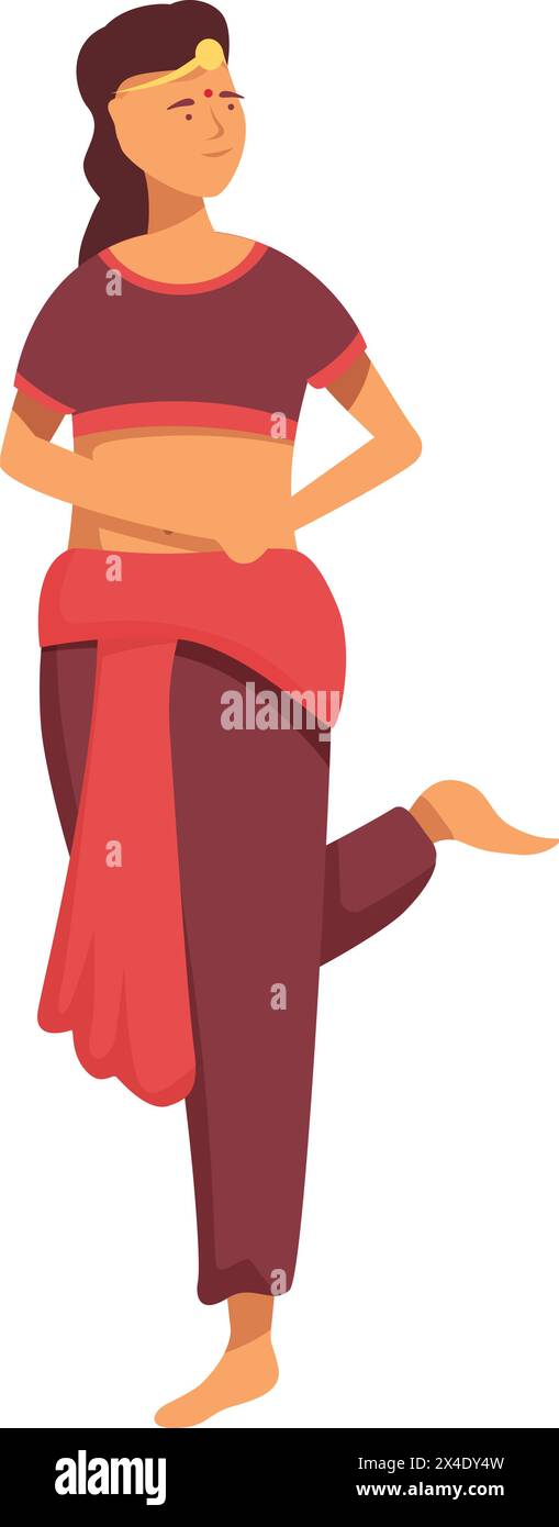Cute indian dancer icon cartoon vector. Celebration lady. Pose asia ...