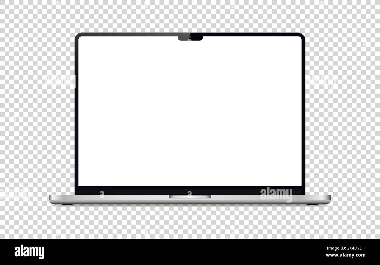 Realistic laptop mockup with white screen isolated on transparent ...