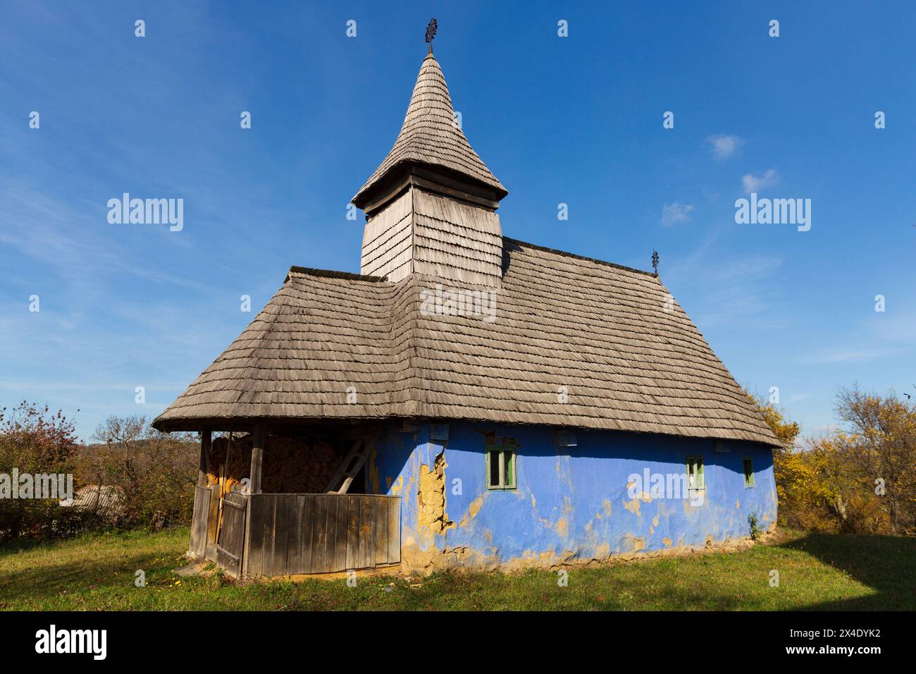 Romania, Transylvania, Maramures, Aspra, commune of Vima Mica. Blue ...