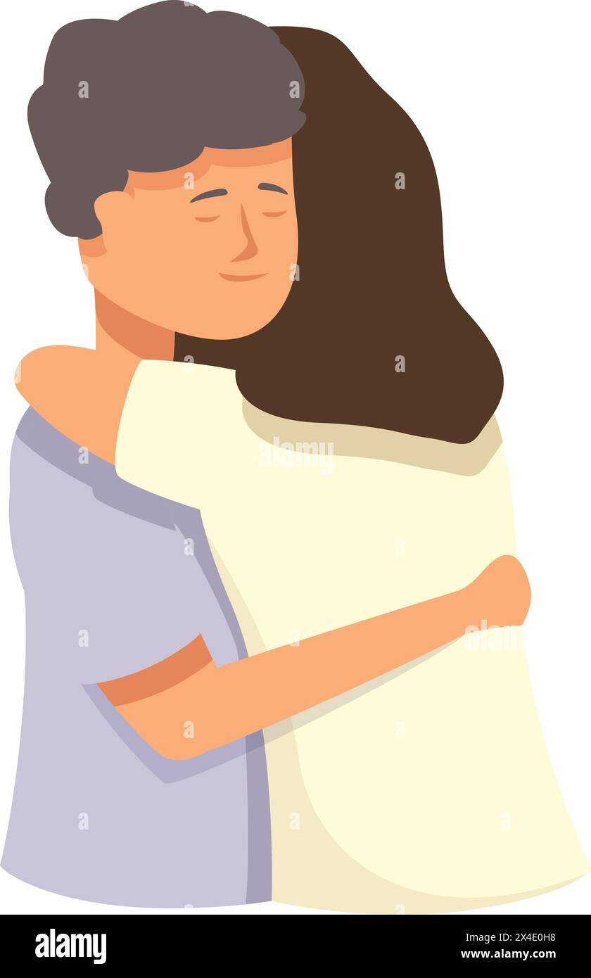 Calm couple embrace icon cartoon vector. Soul happy. Indoor emotion ...