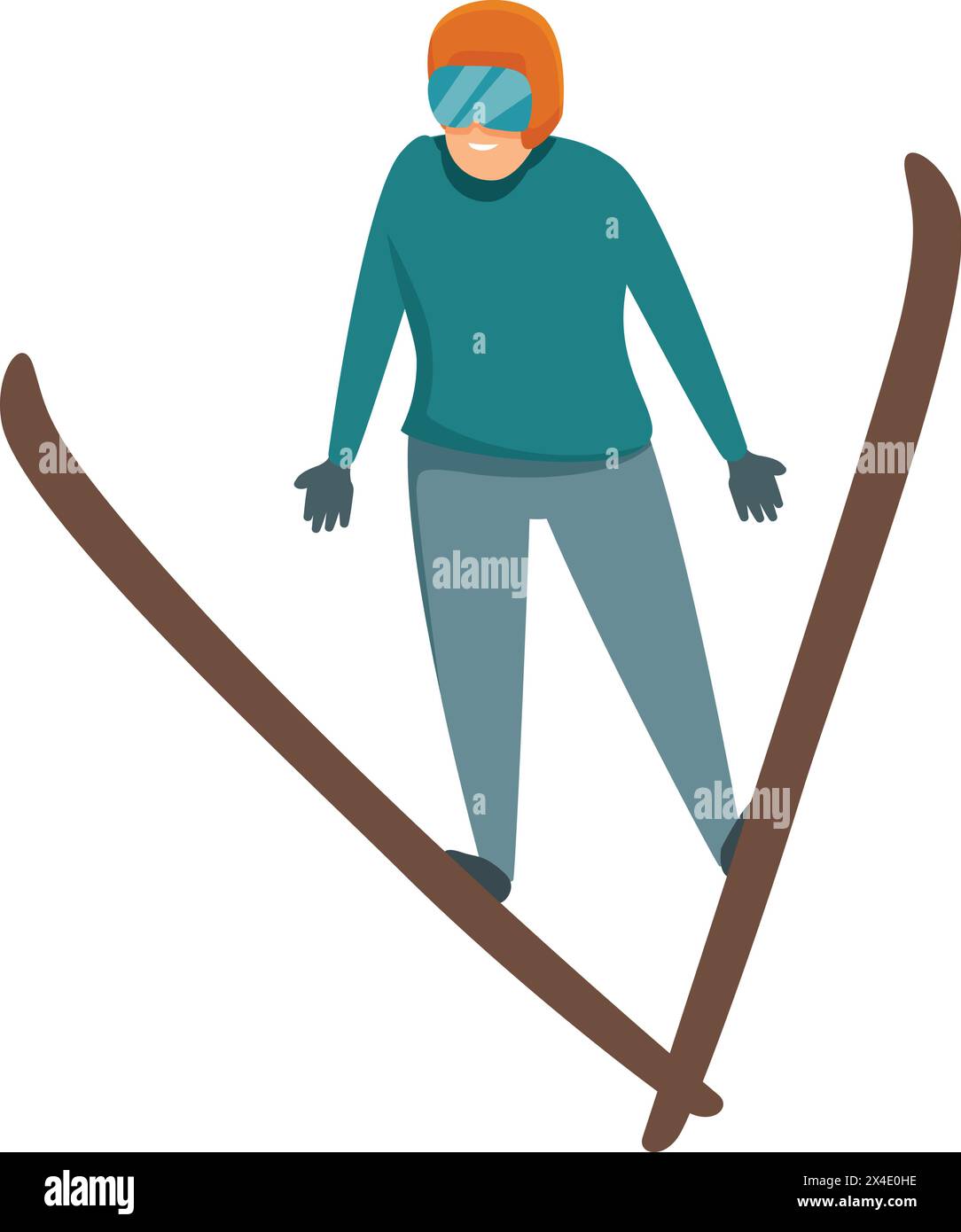Crossed ski jumper icon cartoon vector. Extreme fun. Winter sport Stock ...